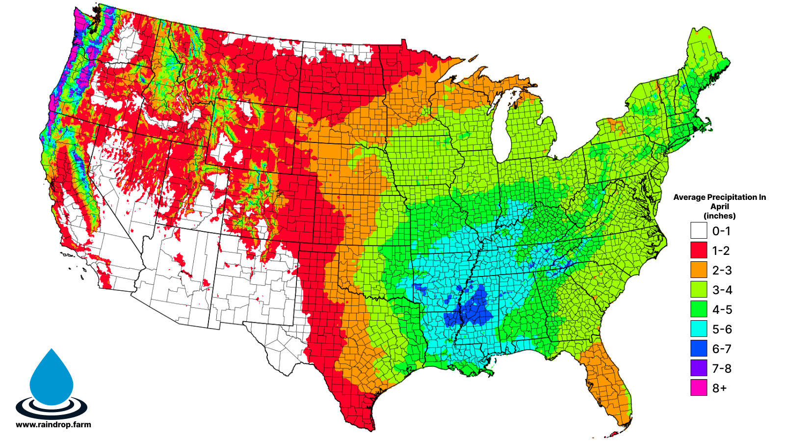 Total Precipitation Averages For April